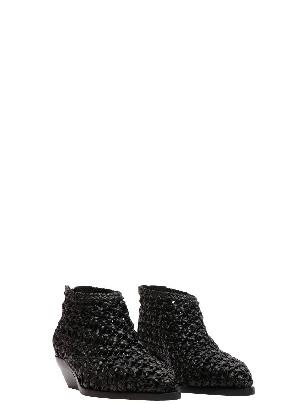 ELENA IACHI STIVALI TRONCHETTO SHILA IN PELLE INTRECCIATA NERI E4238 ...
