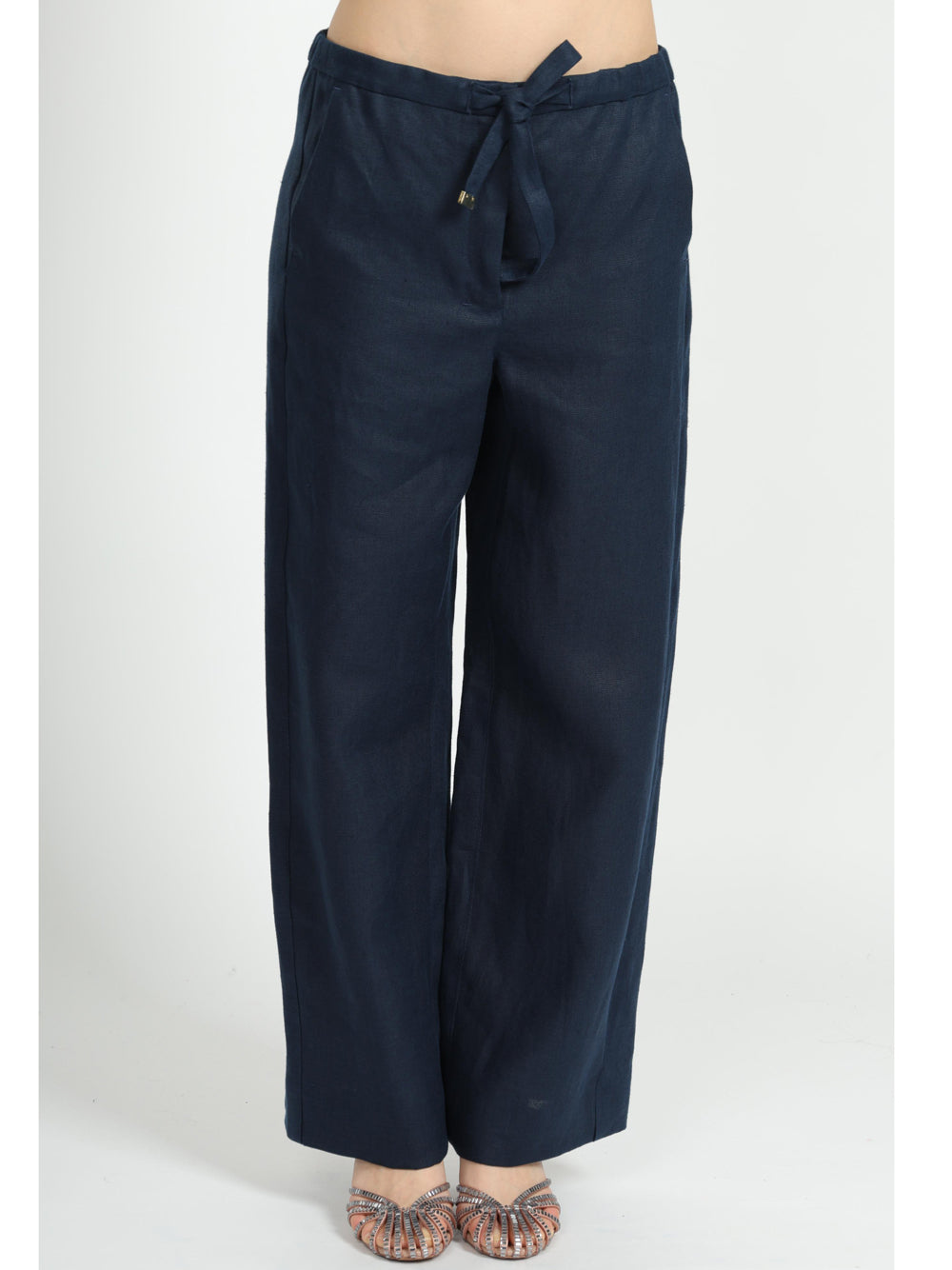 S MAXMARA Pantaloni Amedea in Lino Blu Notte AMEDEA 2619131013600 ...