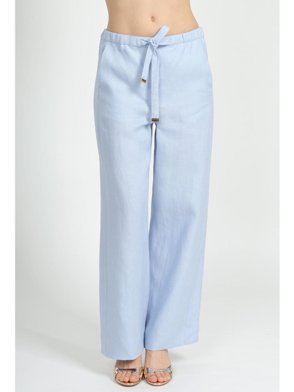 S MAXMARA Pantaloni Amedea in Lino Celeste AMEDEA 2619131013600 ...