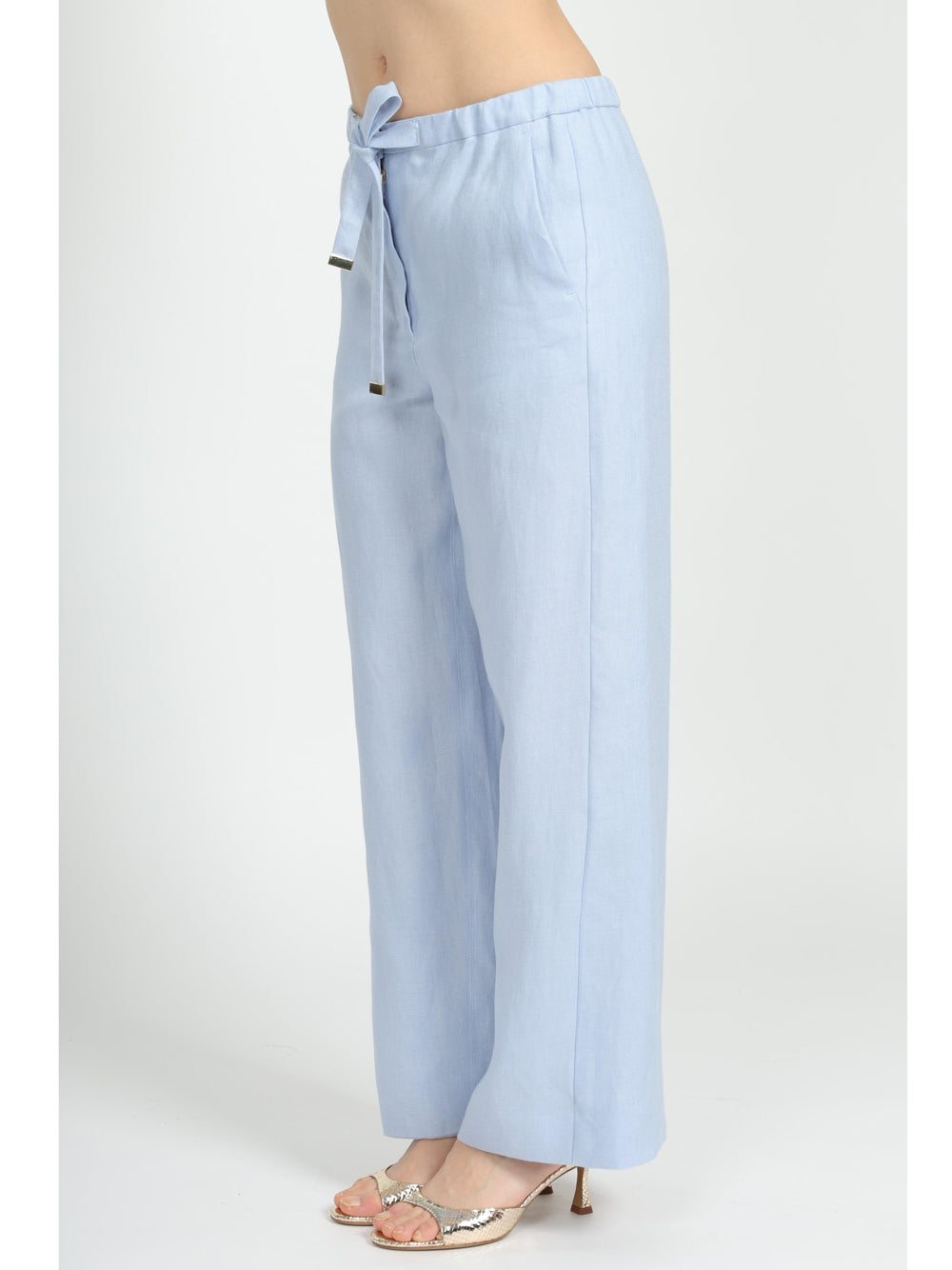 S MAXMARA Pantaloni Amedea in Lino Celeste AMEDEA 2619131013600 ...